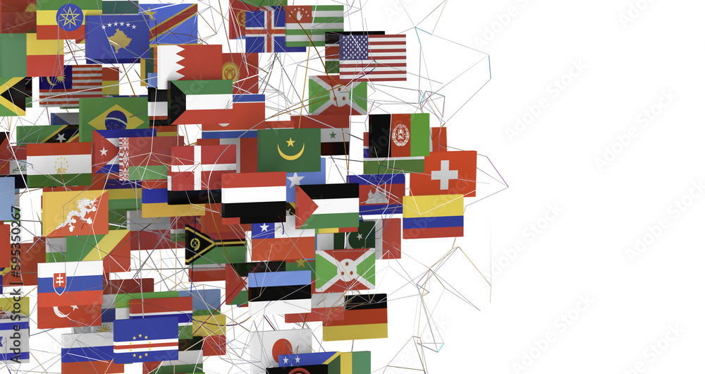 World map with all states and their flags Stock Illustration | Adobe Stock