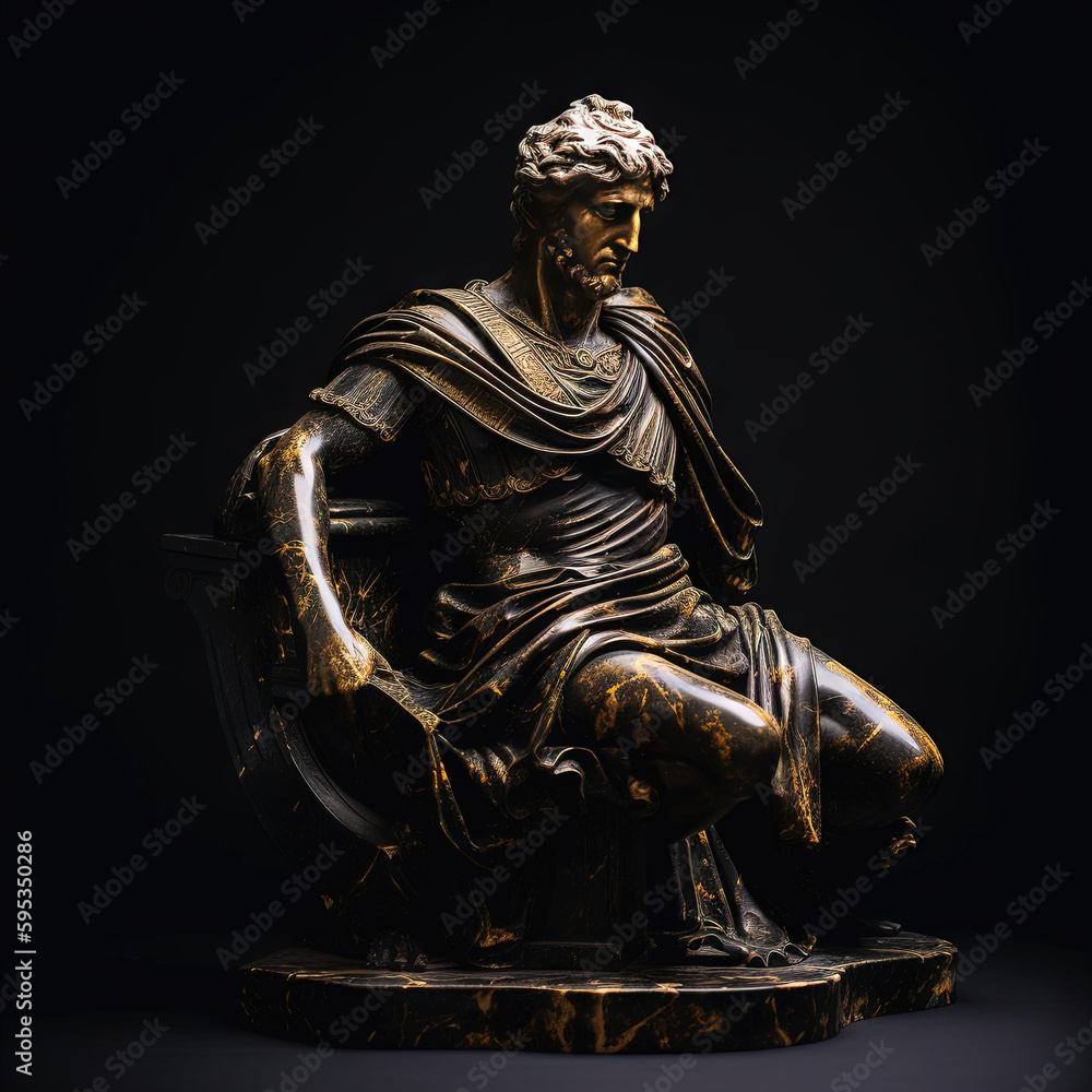 Une sculpture en marbre, statue d'une personne stoïcienne grecque ou ...
