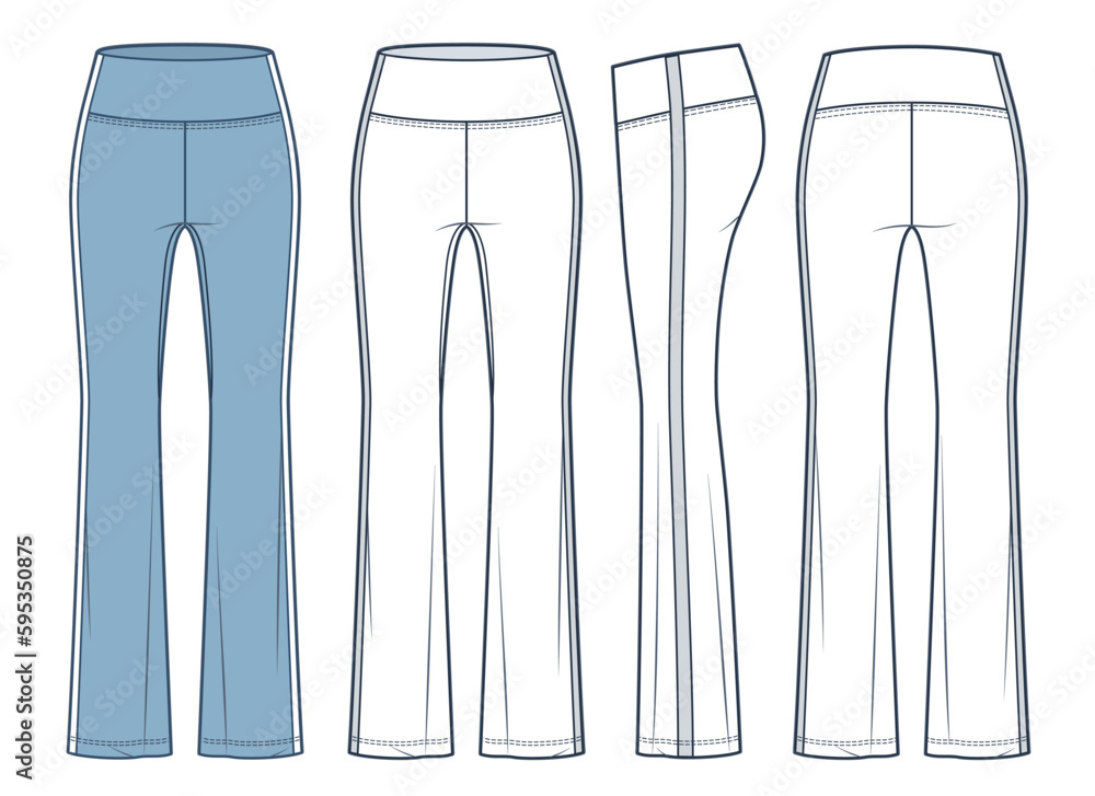 Flared Leggings Pants technical fashion illustration, fashion design ...