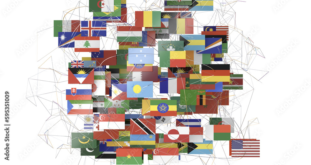 World map with all states and their flags Stock Photo | Adobe Stock