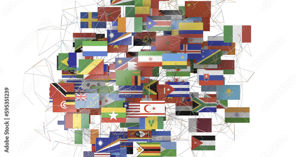 World map with all states and their flags Stock Photo | Adobe Stock