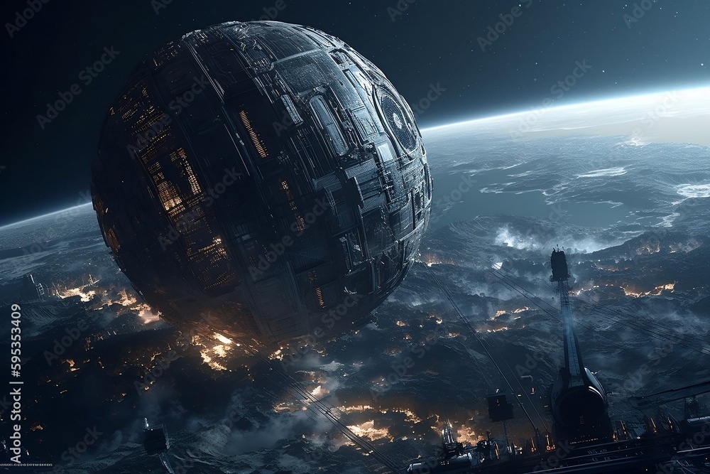 planet earth viewed from low earth orbit with moon in the background ...