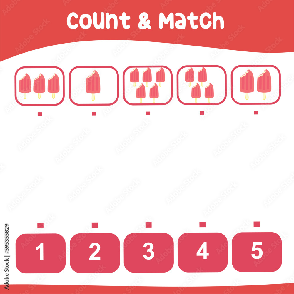 Count and match these vanilla and strawberry ice cream together ...