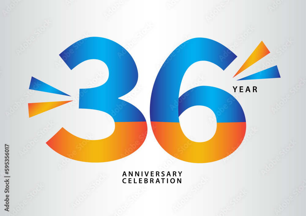 36 year anniversary celebration logotype vector, 36 number design, 36th ...