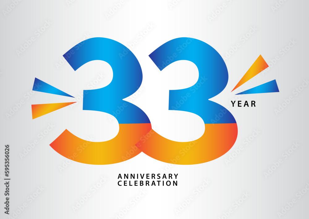 33 year anniversary celebration logotype vector, 33 number design, 33th ...