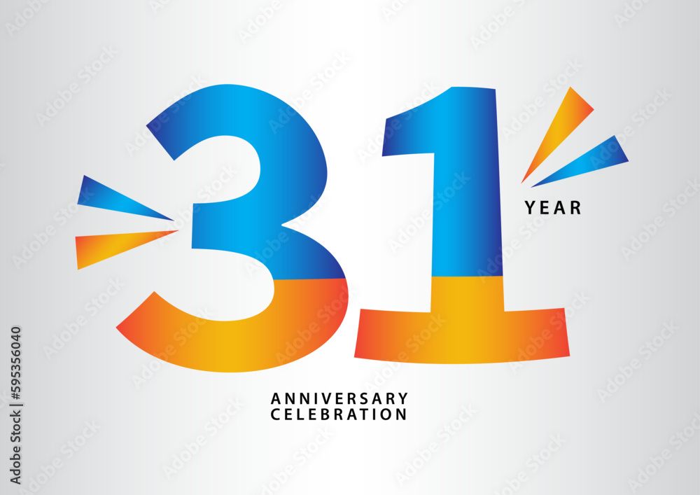 31 year anniversary celebration logotype vector, 31 number design, 31th ...