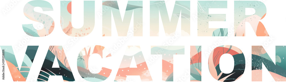 Summer vacation sign in pastel colors on transparent background ...