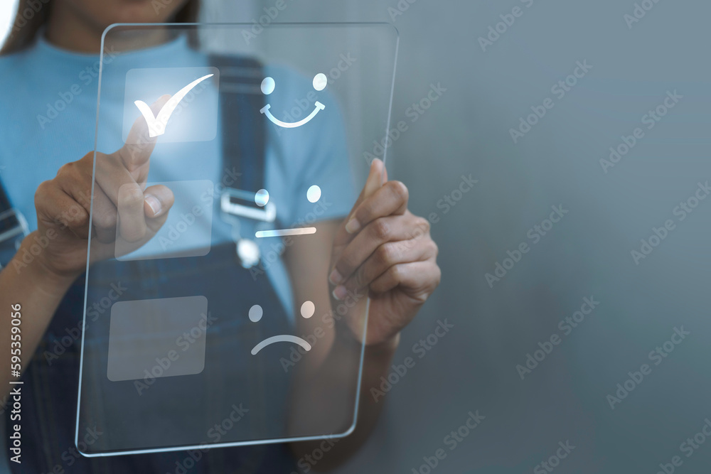 Customer service and Satisfaction concept ,Business people are touching ...