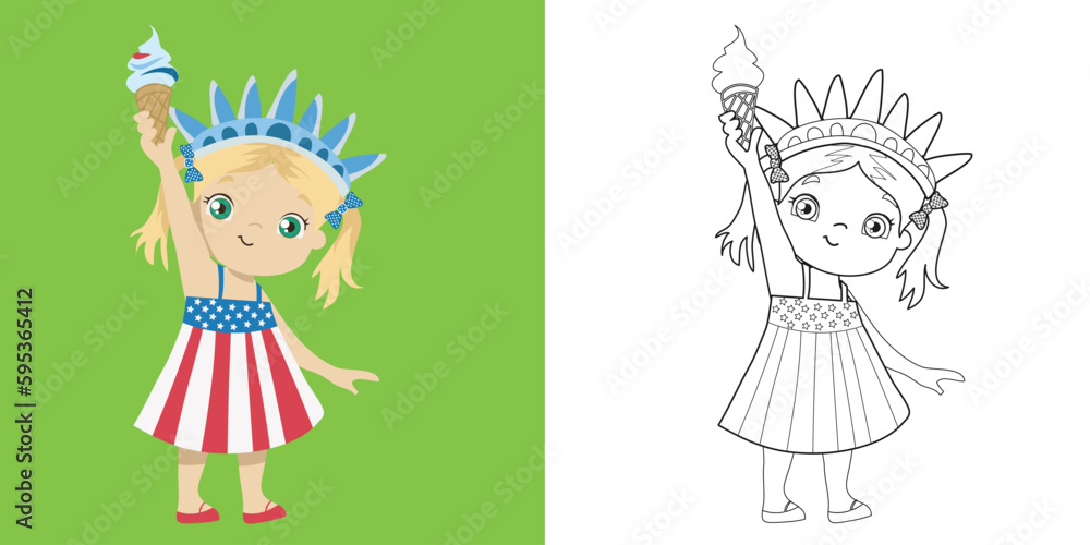 4th of July coloring page for kindergarten and preschool children ...