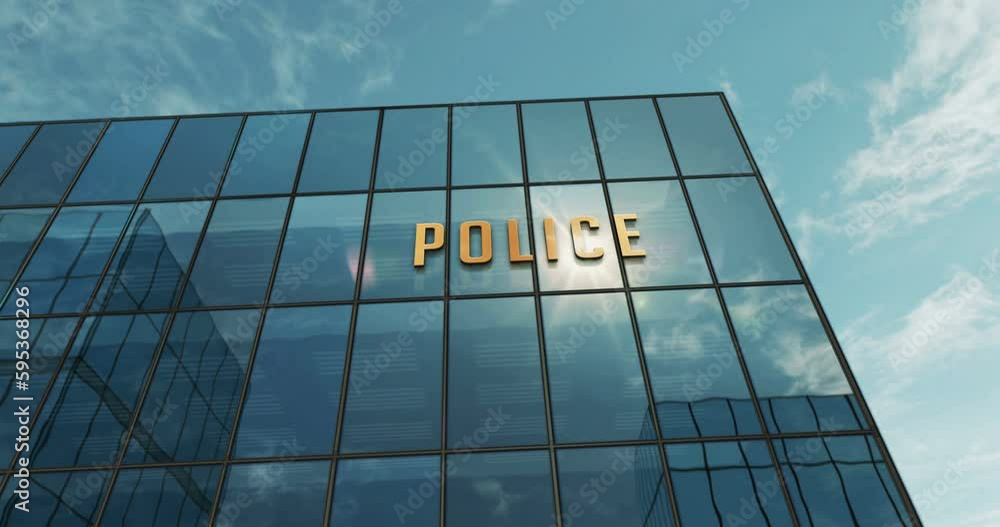 Police station glass building concept. Police department headquarters ...
