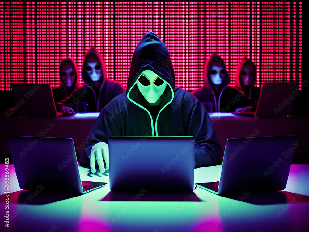 Modernized hacker with hoodie. Concept of hacker group, organization or ...