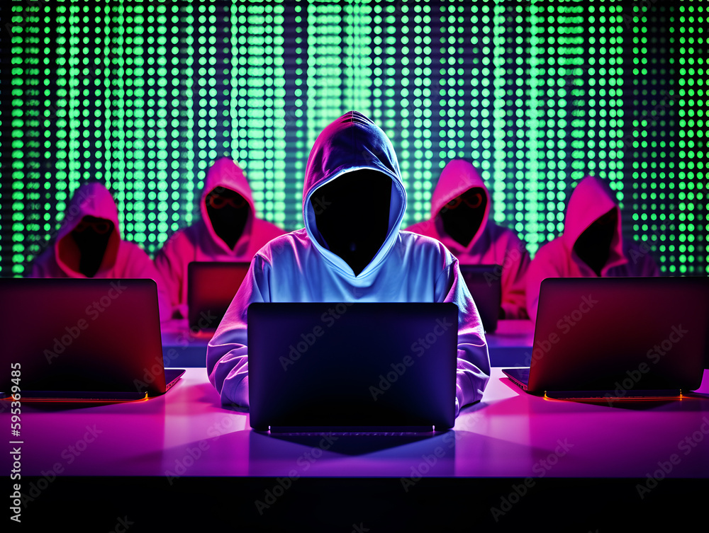 Modernized hacker with hoodie. Concept of hacker group, organization or ...