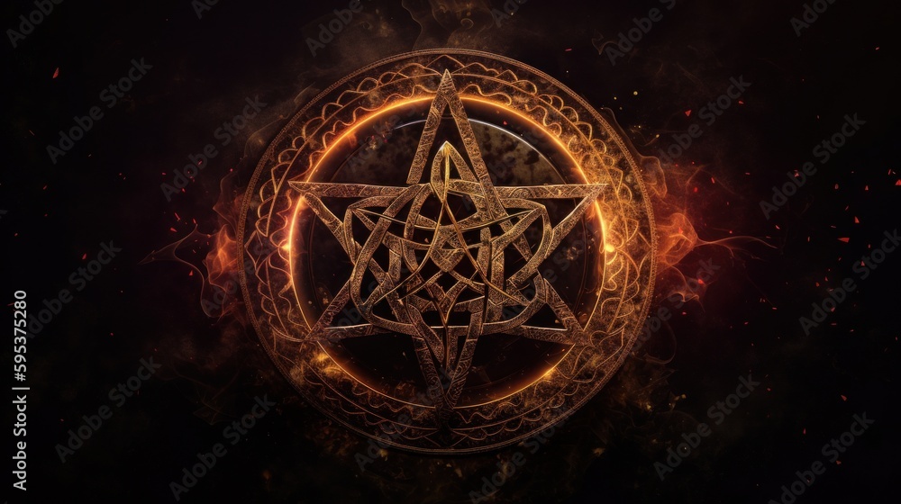 Magic wiccan witchcraft symbol with mystical background fantasy concept ...
