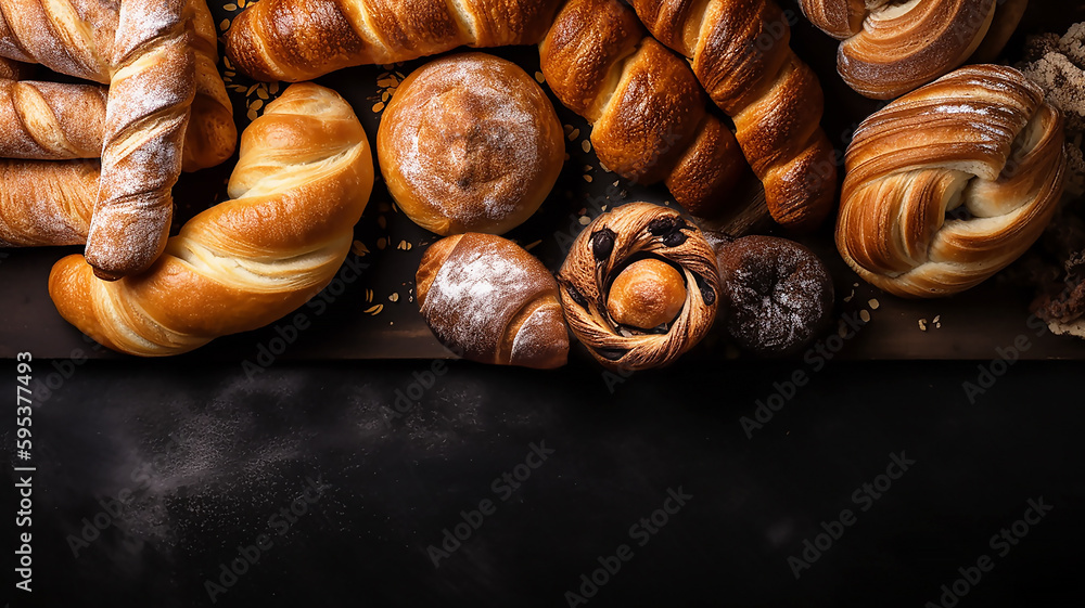 generative AI tools, Various kinds of breadstuff. Bread, baguette, bun ...