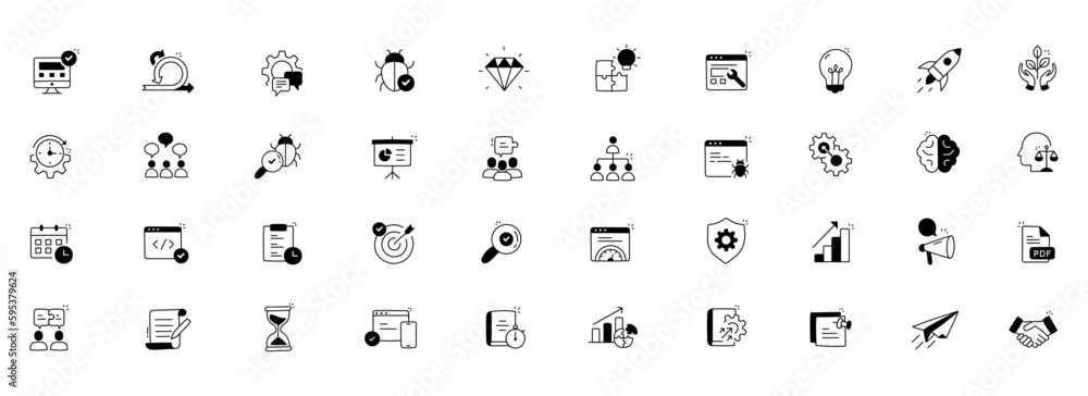 Agile methodology icons. Scrum icons. Kanban icons for agile software ...