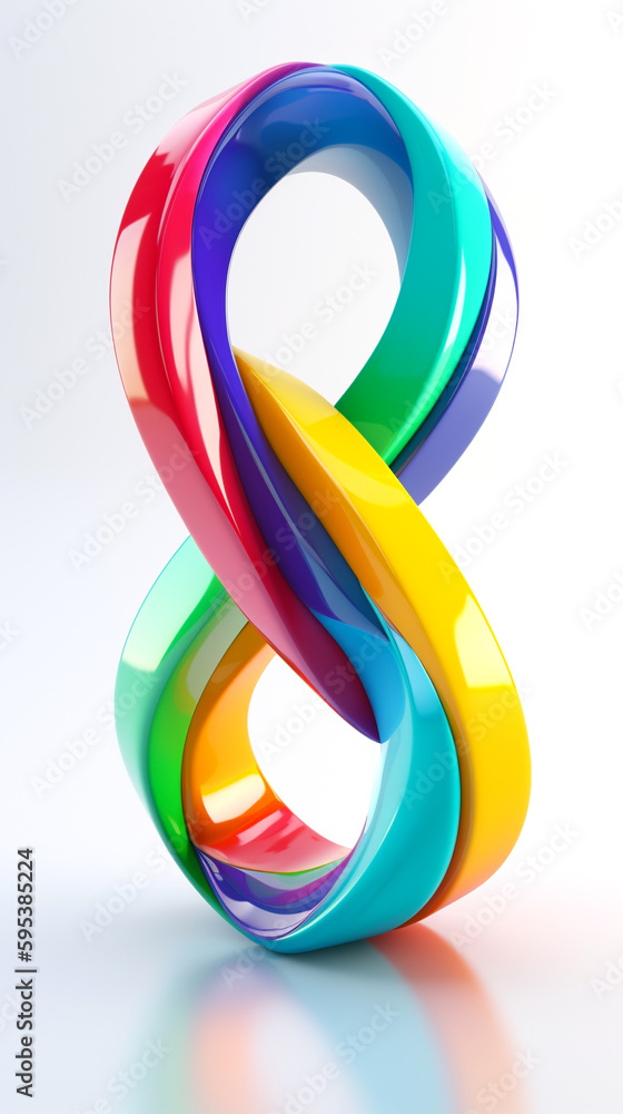 Illustration of an infinity sign on edge on white background, ai ...
