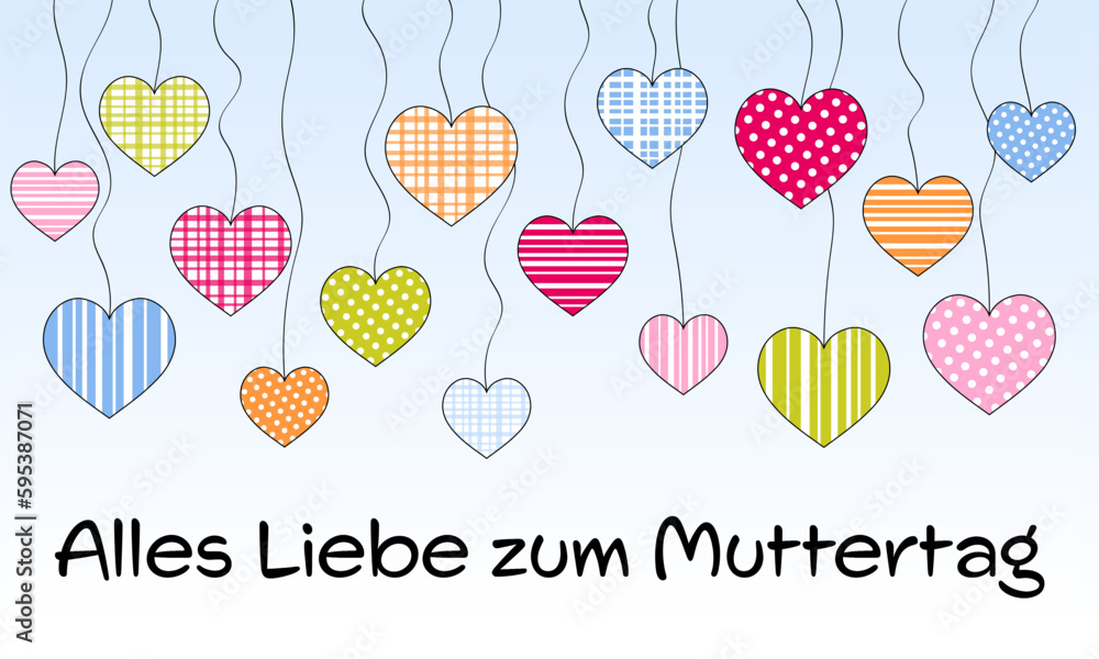 Alles Liebe zum Muttertag, Schriftzug in deutscher Sprache. Grußkarte ...