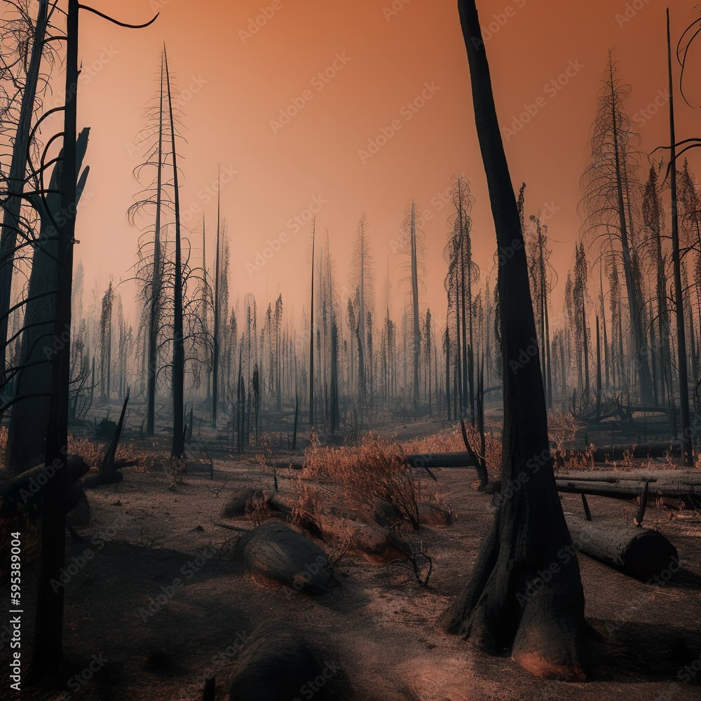 Devastation of a Wildfire: A Photo of a Charred Forest - after climate ...