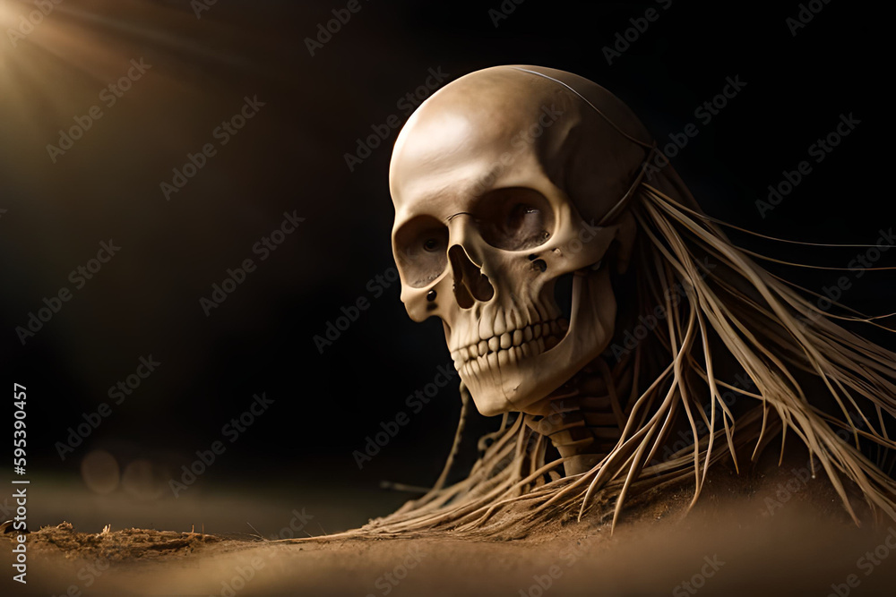 A human skeleton in a cave AI Generated. Stock Illustration | Adobe Stock