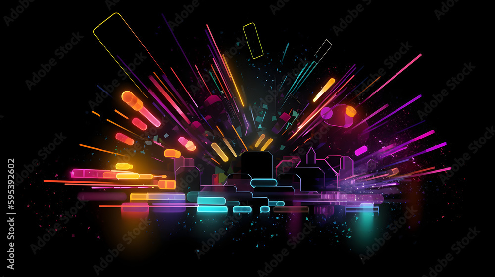Colorful Digital Fireworks Display on a Black Background wallpaper ...