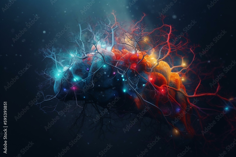 Abstract brain background with neuron cluster. Generative AI Stock ...