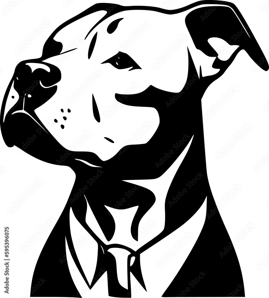 Pitbull | Black and White Vector illustration Stock Vector | Adobe Stock