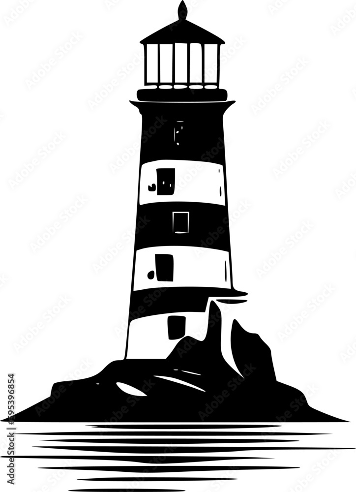 Lighthouse | Black and White Vector illustration Stock Vector | Adobe Stock