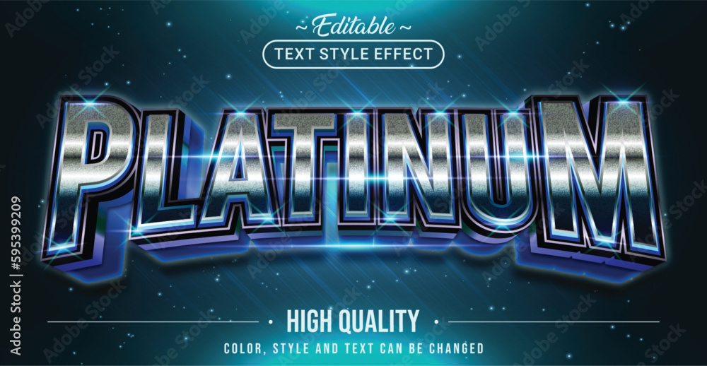 Editable text style effect - Platinum text style theme. Stock Vector ...