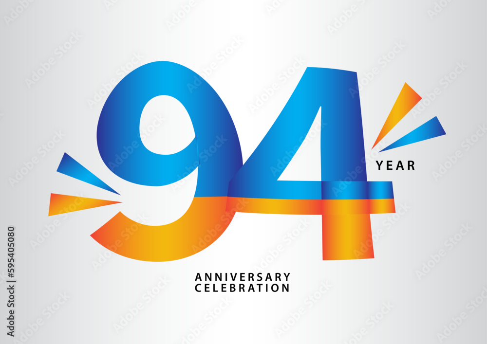 94 year anniversary celebration logotype vector, 94 number design, 94th ...