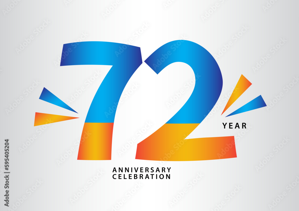 72 year anniversary celebration logotype vector, 72 number design, 72th ...