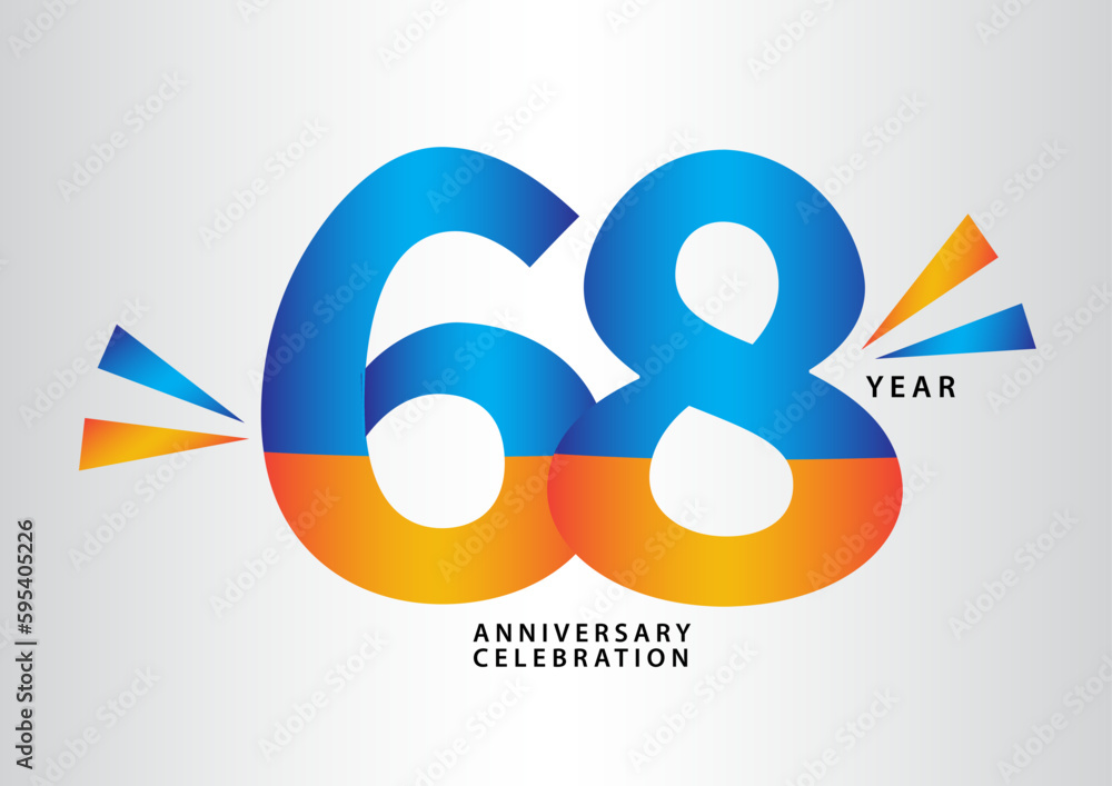 68 year anniversary celebration logotype vector, 68 number design, 68th ...