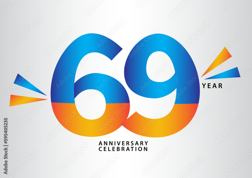69 year anniversary celebration logotype vector, 69 number design, 69th ...