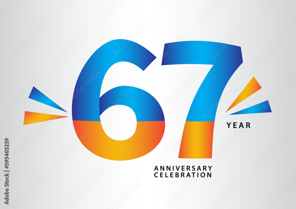67 year anniversary celebration logotype vector, 67 number design, 67th ...