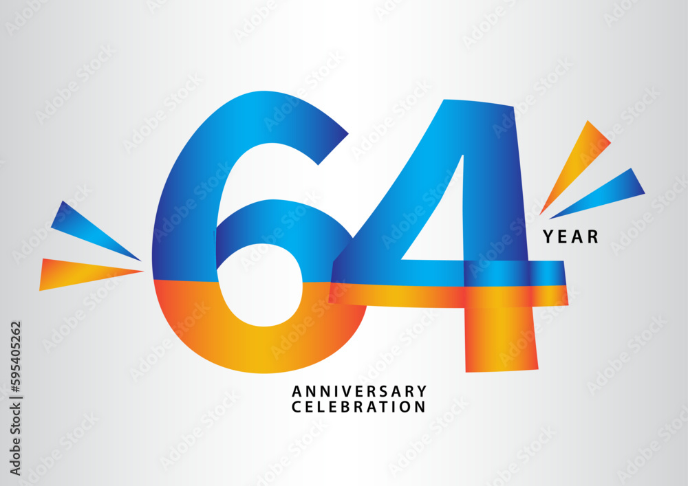 64 year anniversary celebration logotype vector, 64 number design, 64th ...