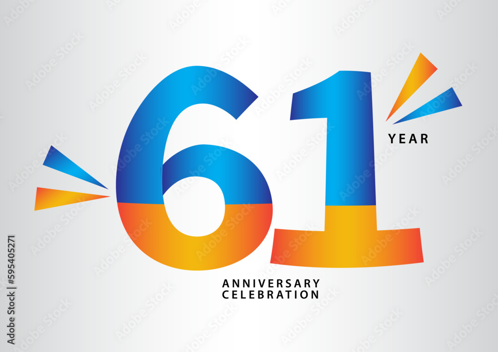 61 year anniversary celebration logotype vector, 61 number design, 61th ...