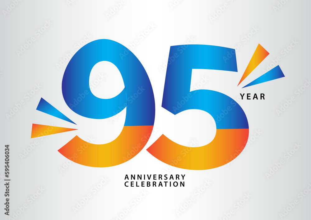 95 year anniversary celebration logotype vector, 95 number design, 95th ...