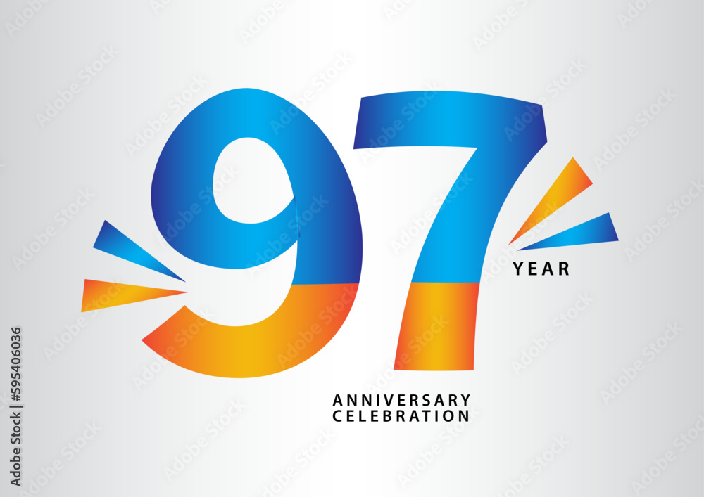 97 year anniversary celebration logotype vector, 97 number design, 97th ...