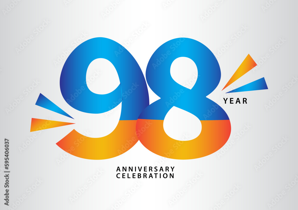 98 year anniversary celebration logotype vector, 98 number design, 98th ...