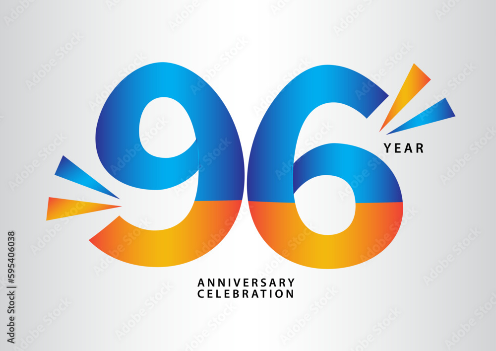 96 year anniversary celebration logotype vector, 96 number design, 96th ...