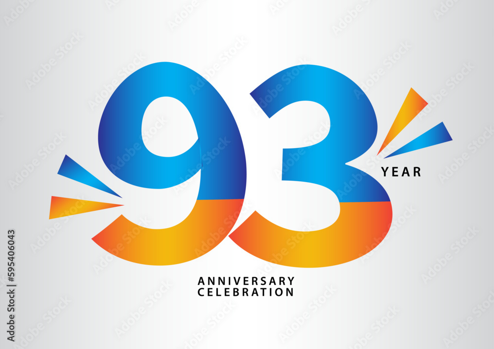 93 year anniversary celebration logotype vector, 93 number design, 93th ...