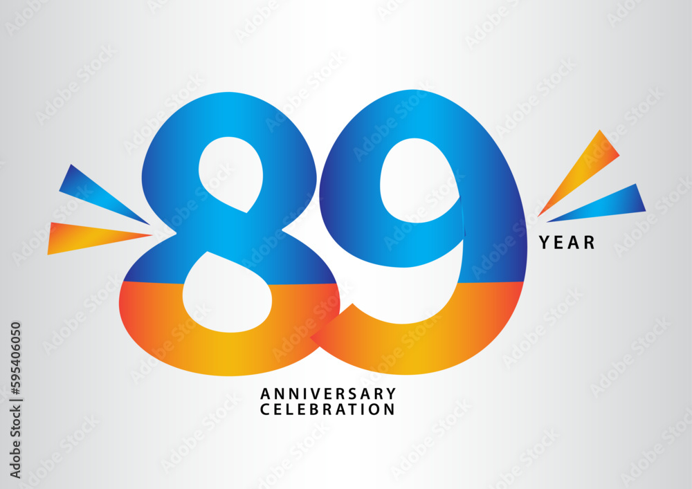 89 year anniversary celebration logotype vector, 89 number design, 89th ...