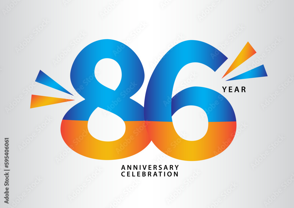 86 year anniversary celebration logotype vector, 86 number design, 86th ...