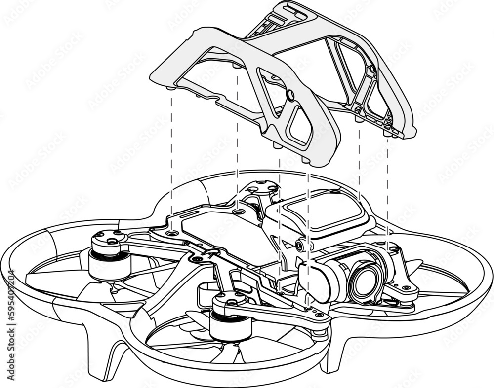 Drone FPV Line Stroke. FPV Glasses. Drone Vector Isolated. White ...