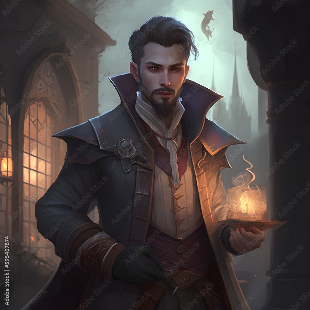 Character design male mystery merchant in light skin tight clothes ...