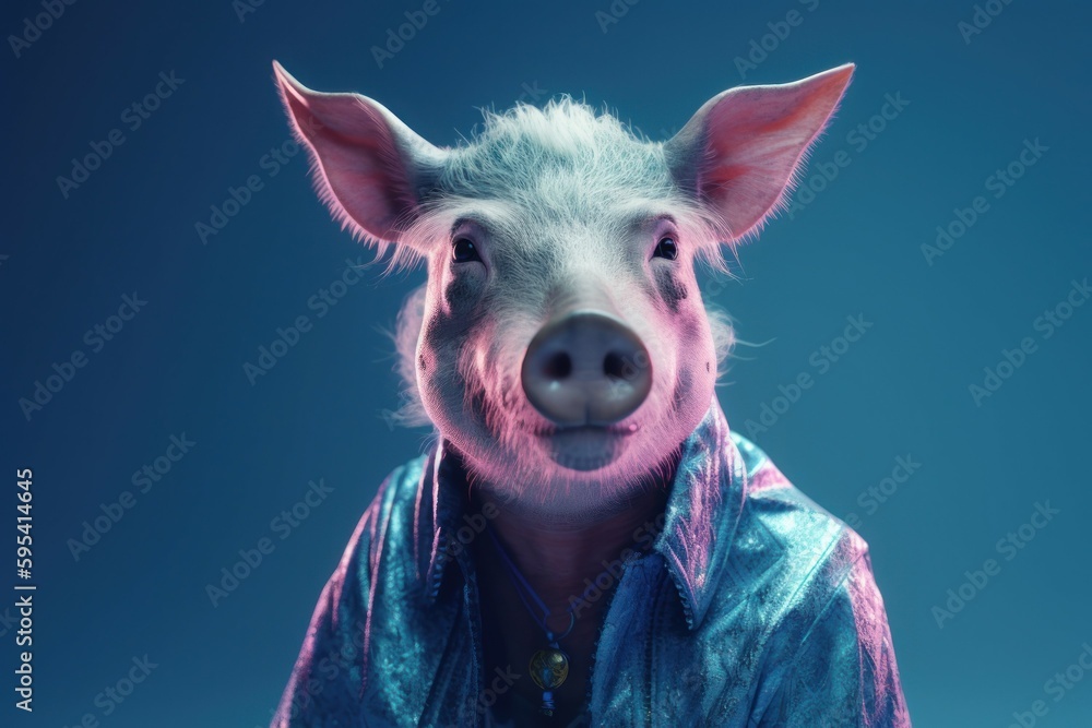 Anthropomorphic boar dressed in human clothing. humanized animal ...