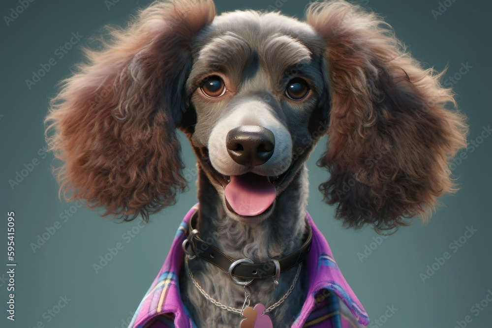 Anthropomorphic dog poodle dressed in human clothing. humanized animal ...