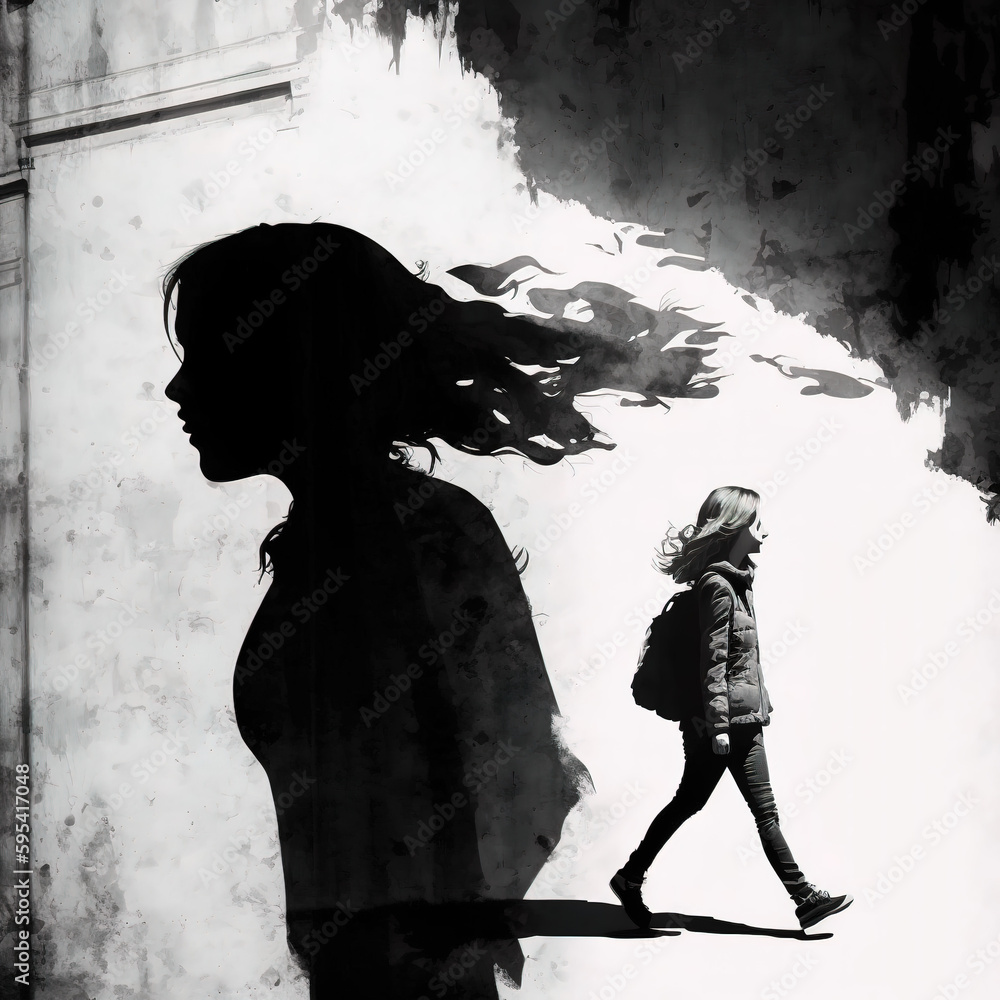 dark shadows chasing people mental health concept, depression, Anxiety ...