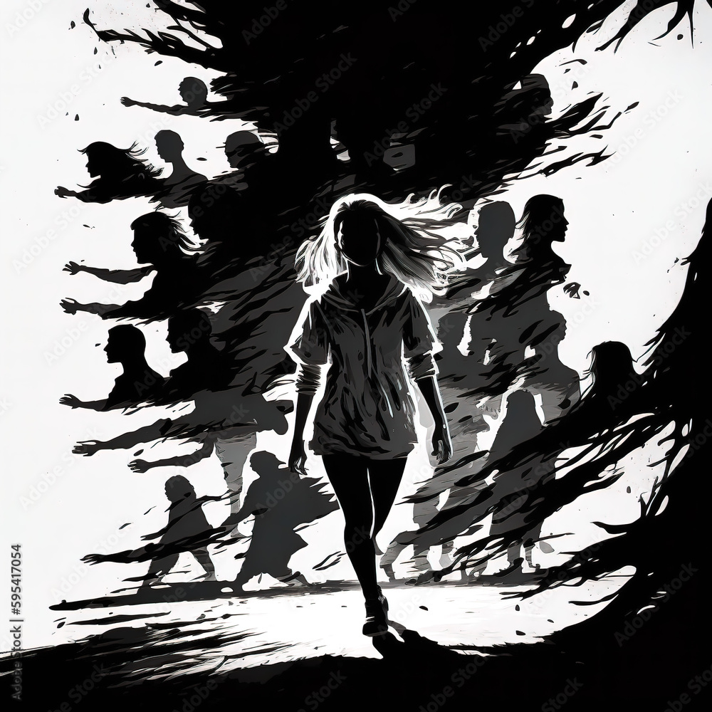 dark shadows chasing people mental health concept, depression, Anxiety ...