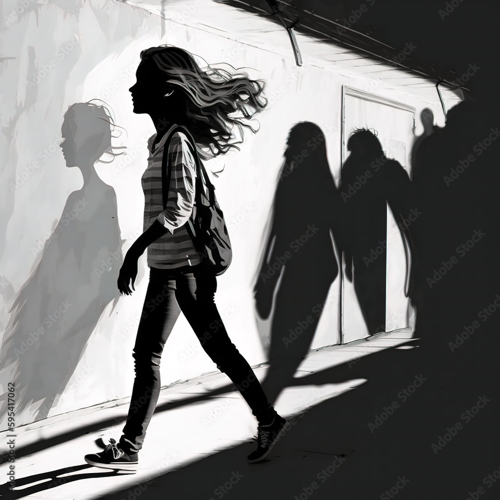 dark shadows chasing people mental health concept, depression, Anxiety ...