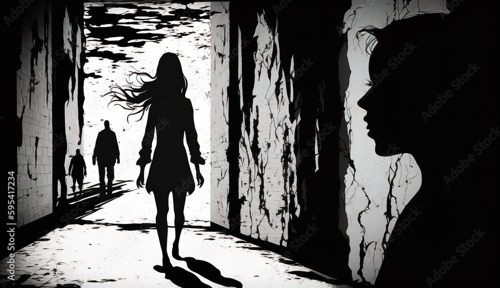 dark shadows chasing people mental health concept, depression, Anxiety ...